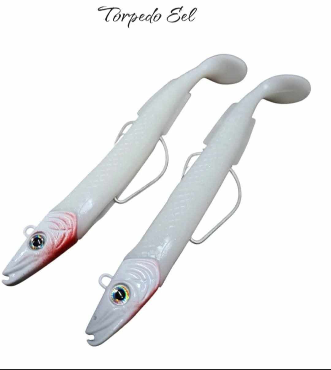 Predator Lures Torpedo Eel 6" 35g Pure White Blood Chin | Lizard Tackle ...